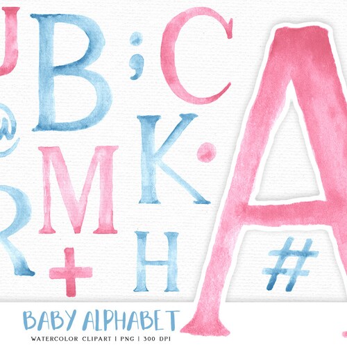 Watercolor Alphabet Clipart Letter Clipart Cute Watercolor - Etsy