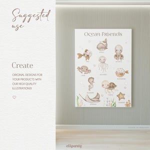 Ocean Animals Watercolor Clipart, Neutral Color Sea Animals, Beige ...
