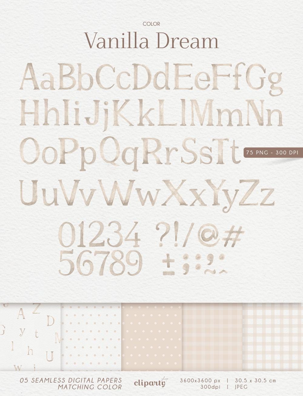 Watercolor Beige Alphabet Clipart, Coffee Pastel Colors Letters, Cute ...