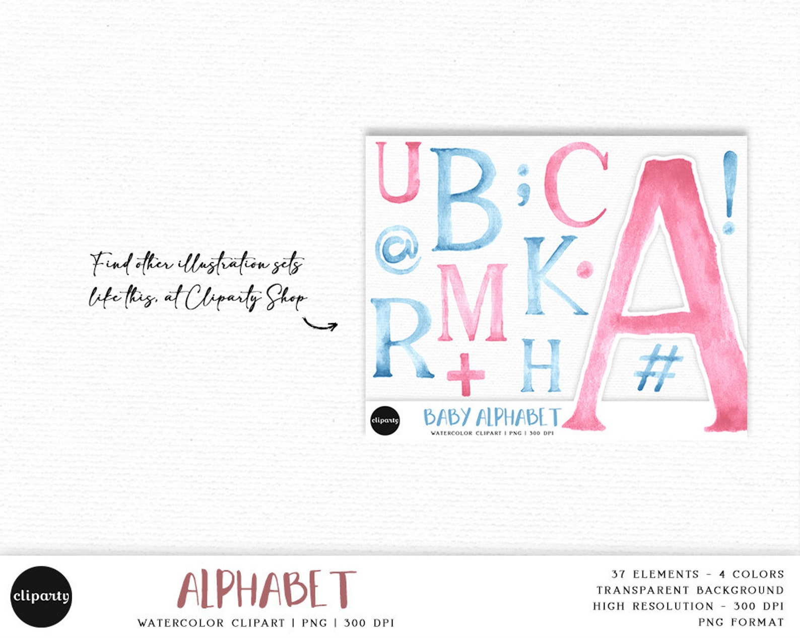 Watercolor Alphabet Clipart Letter Clipart Cute Watercolor - Etsy