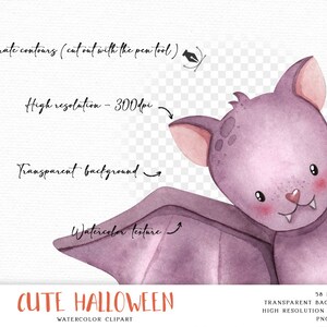 Halloween Watercolor Clipart, PNG Halloween Graphics for Commercial Use ...