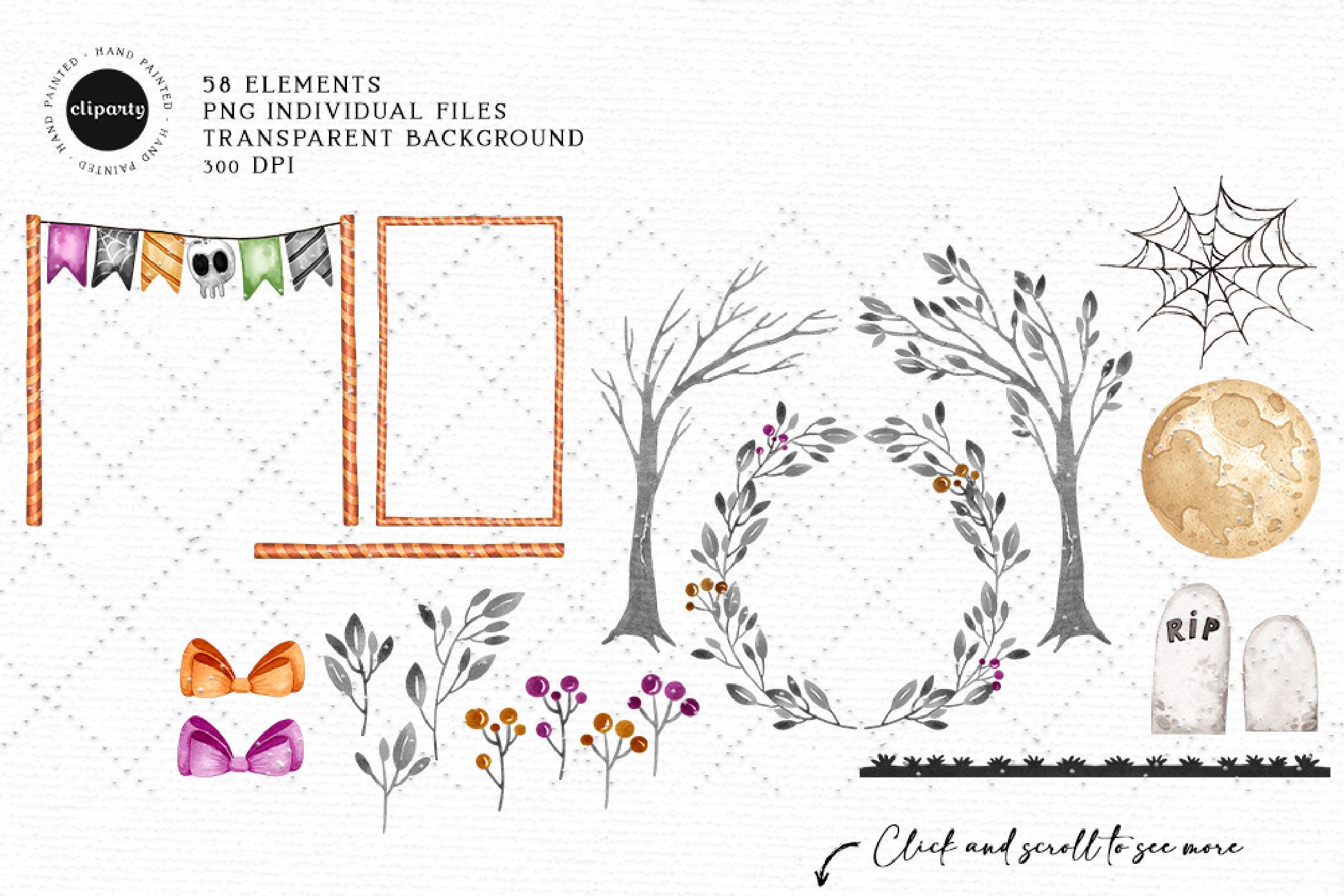 Halloween Watercolor Clipart PNG Halloween Graphics for - Etsy