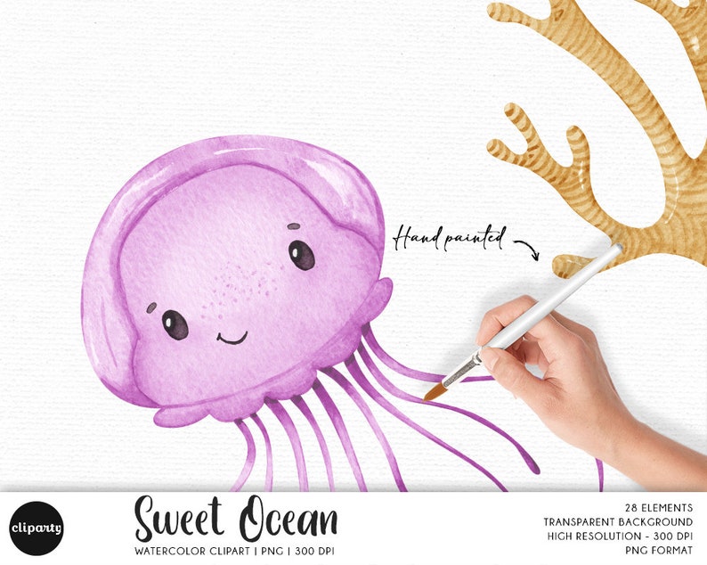 Ocean Animals Clipart Sea Animals Watercolor Clipart - Etsy