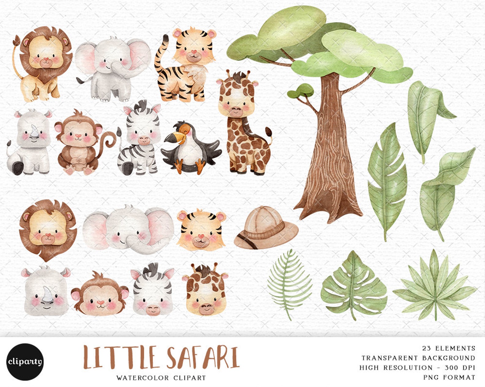 Safari Animals Clipart Safari Baby Shower Safari Nursery - Etsy