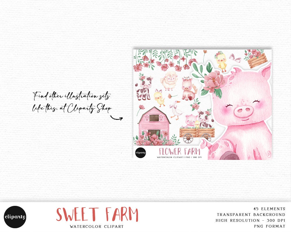Baby Farm Animals Watercolor Clipart for Commercial Use Farm - Etsy