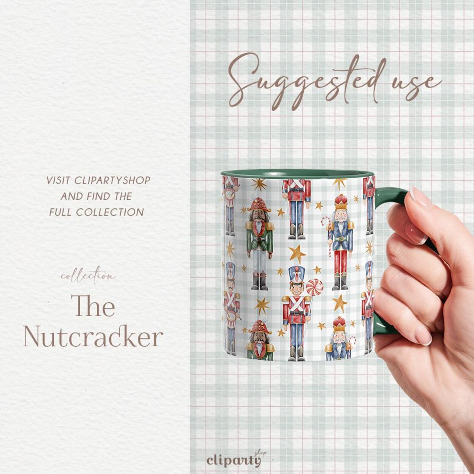 Nutcracker Pattern, Watercolor Digital Papers, Christmas Bundle Pattern ...