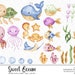Ocean Animals Clipart, Sea Animals Watercolor Clipart, Watercolor Ocean ...