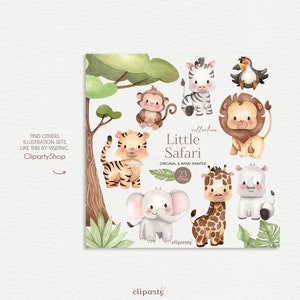 Safari Animals Pattern, Cute Safari Scrapbook Papers, Watercolor ...