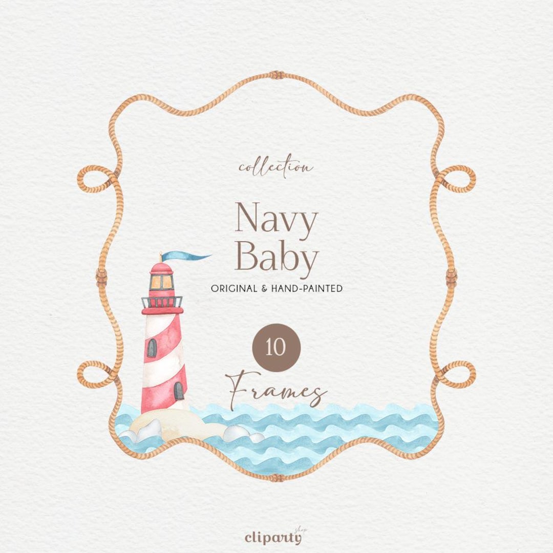 Sailor Watercolor Frame, Nautical PNG Wreaths for Invitation Design ...