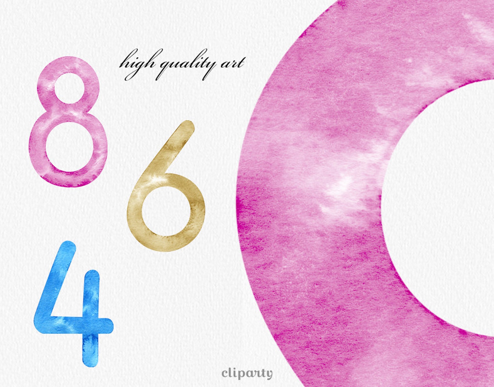 Numbers Clipart Watercolor Numbers Clipart PNG Numbers - Etsy
