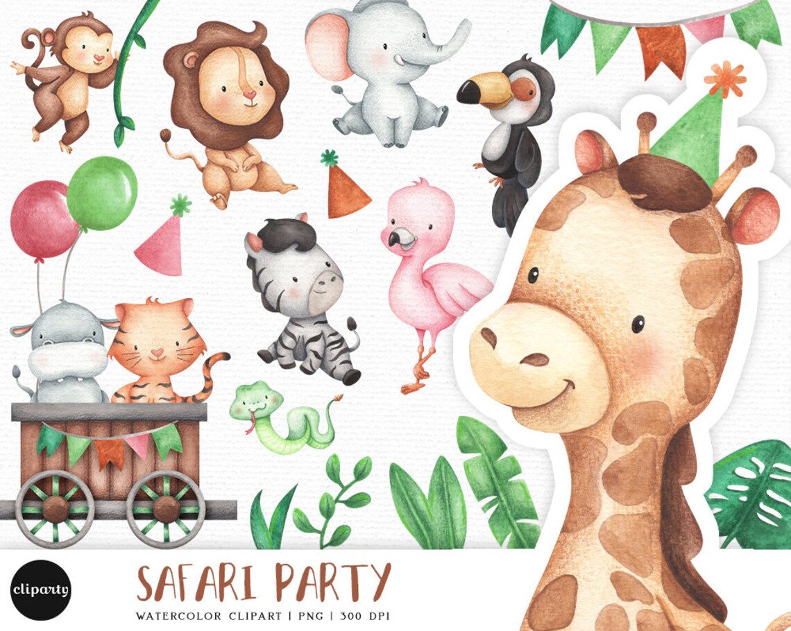 Safari Animals Clipart Safari Baby Shower Safari Nursery - Etsy