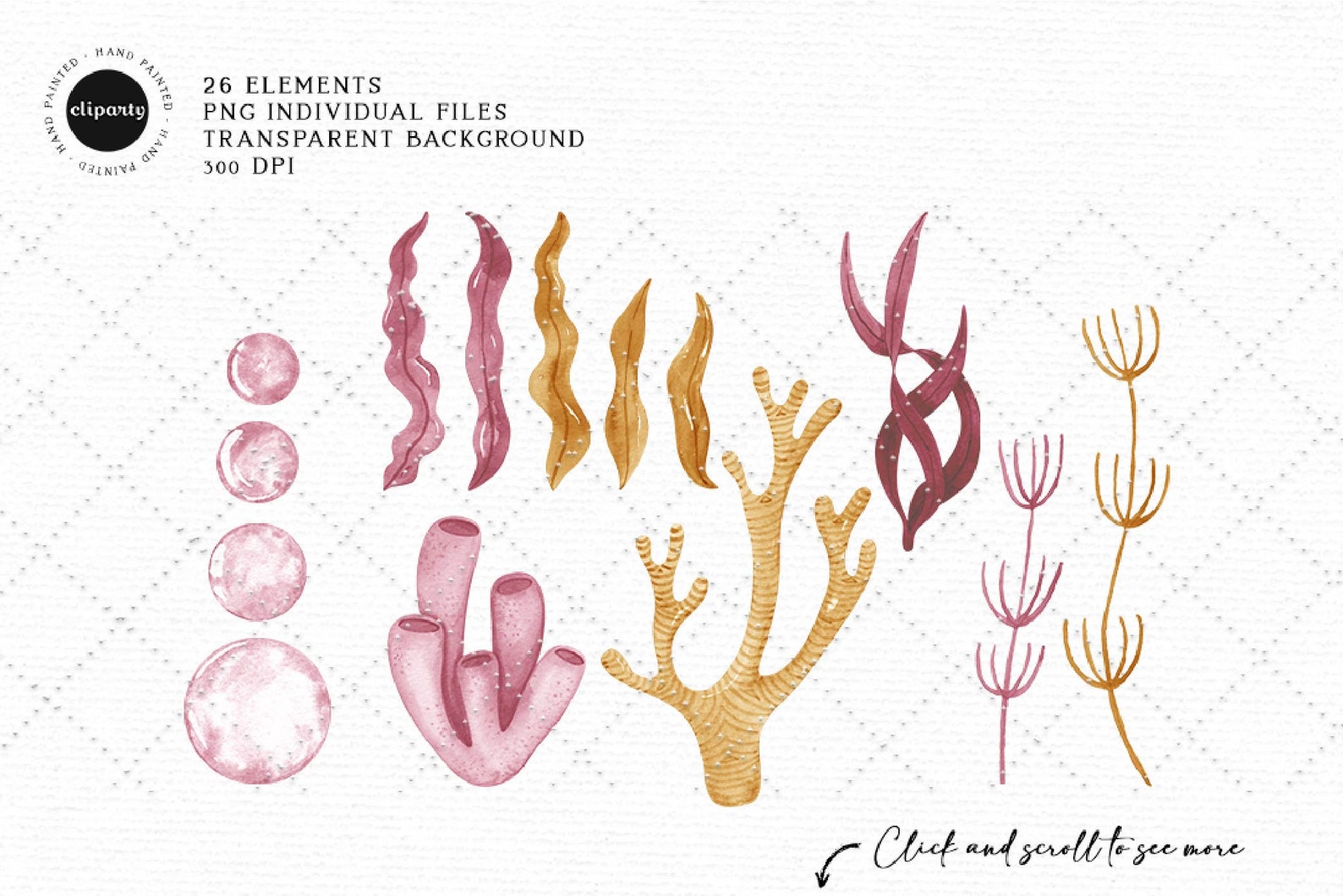 Pink Sea Animals Clipart, Sea Animals Watercolor Clipart, Watercolor ...