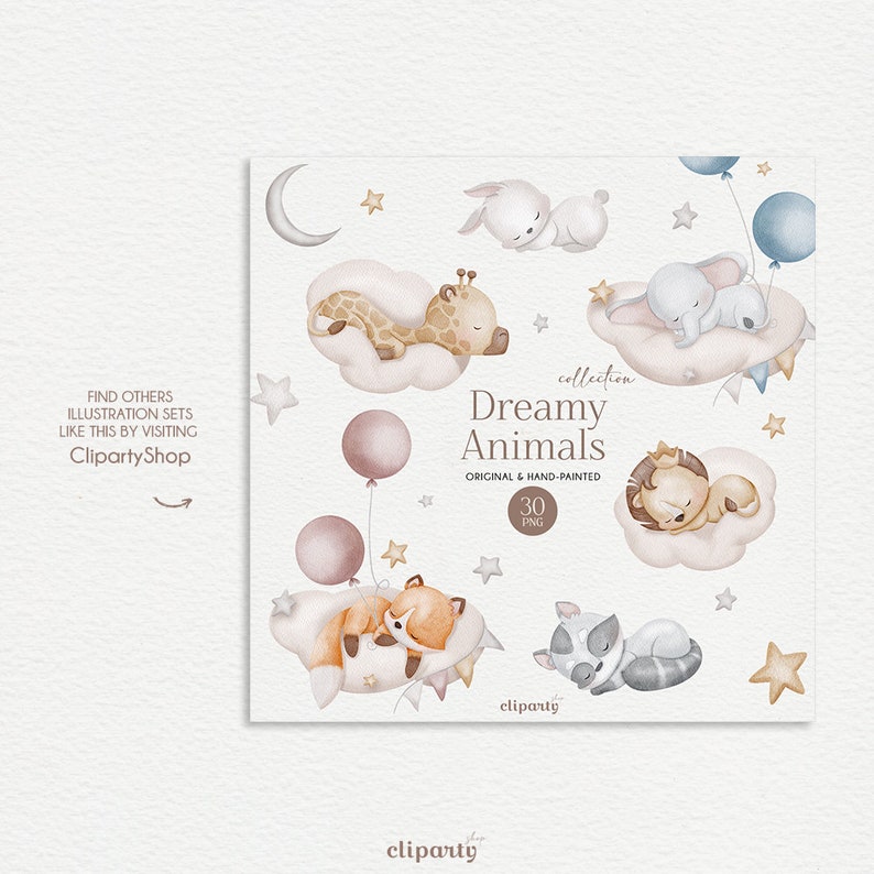 Baby Dreaming Watercolor Clipart for Commercial Use, Cute Sleeping ...