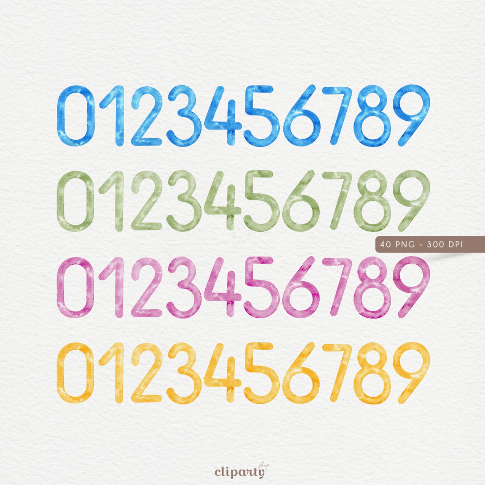 Numbers Clipart, Watercolor Numbers Clipart, PNG Numbers, Monthly ...