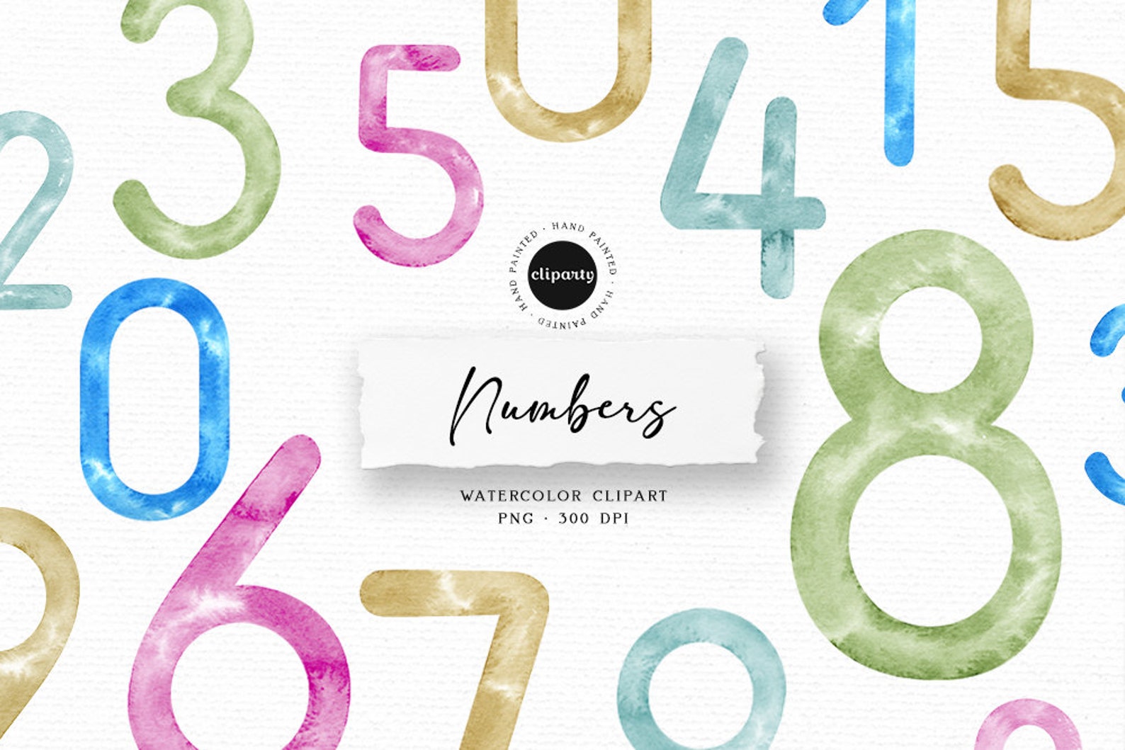 Numbers Clipart Watercolor Numbers Clipart PNG Numbers - Etsy