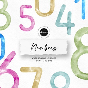 Numbers Clipart Watercolor Numbers Clipart PNG Numbers - Etsy