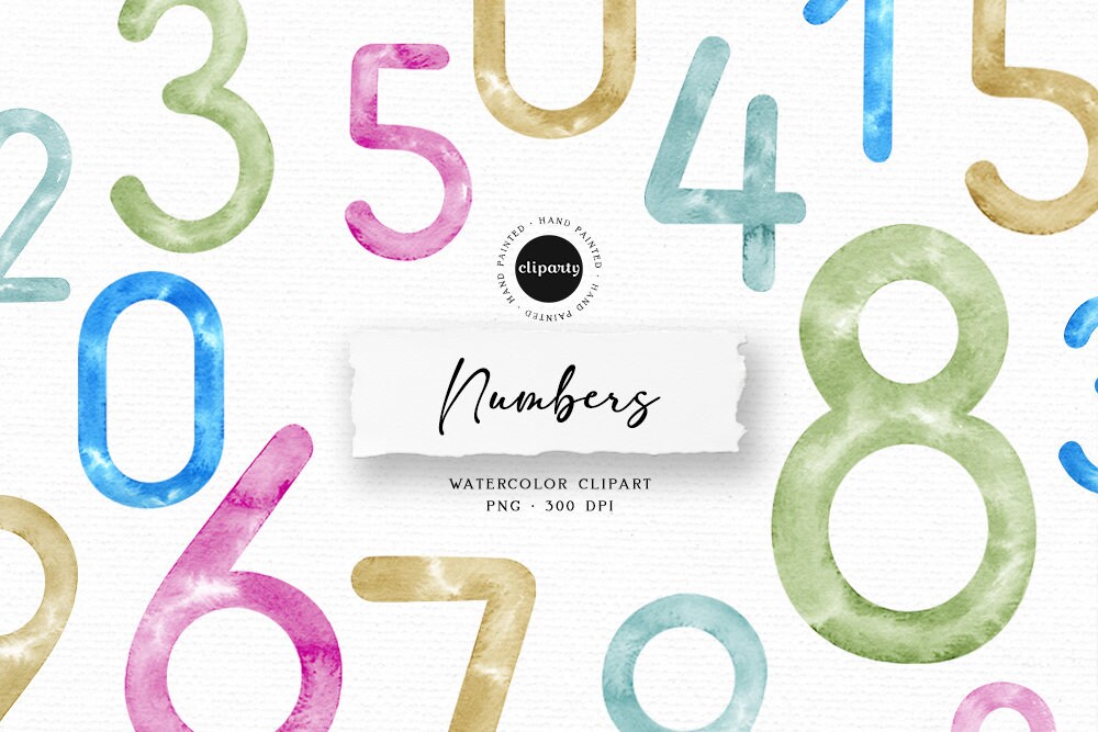 Numbers Clipart Watercolor Numbers Clipart PNG Numbers - Etsy