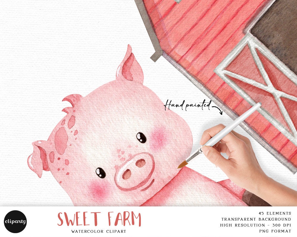 Baby Farm Animals Watercolor Clipart for Commercial Use Farm - Etsy