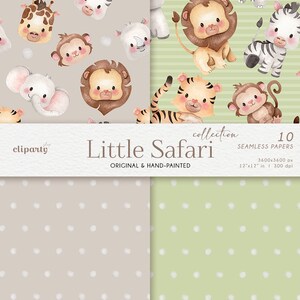 Safari Animals Pattern, Cute Safari Scrapbook Papers, Watercolor ...