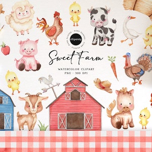 Baby Farm Animals Watercolor Clipart for Commercial Use Farm - Etsy