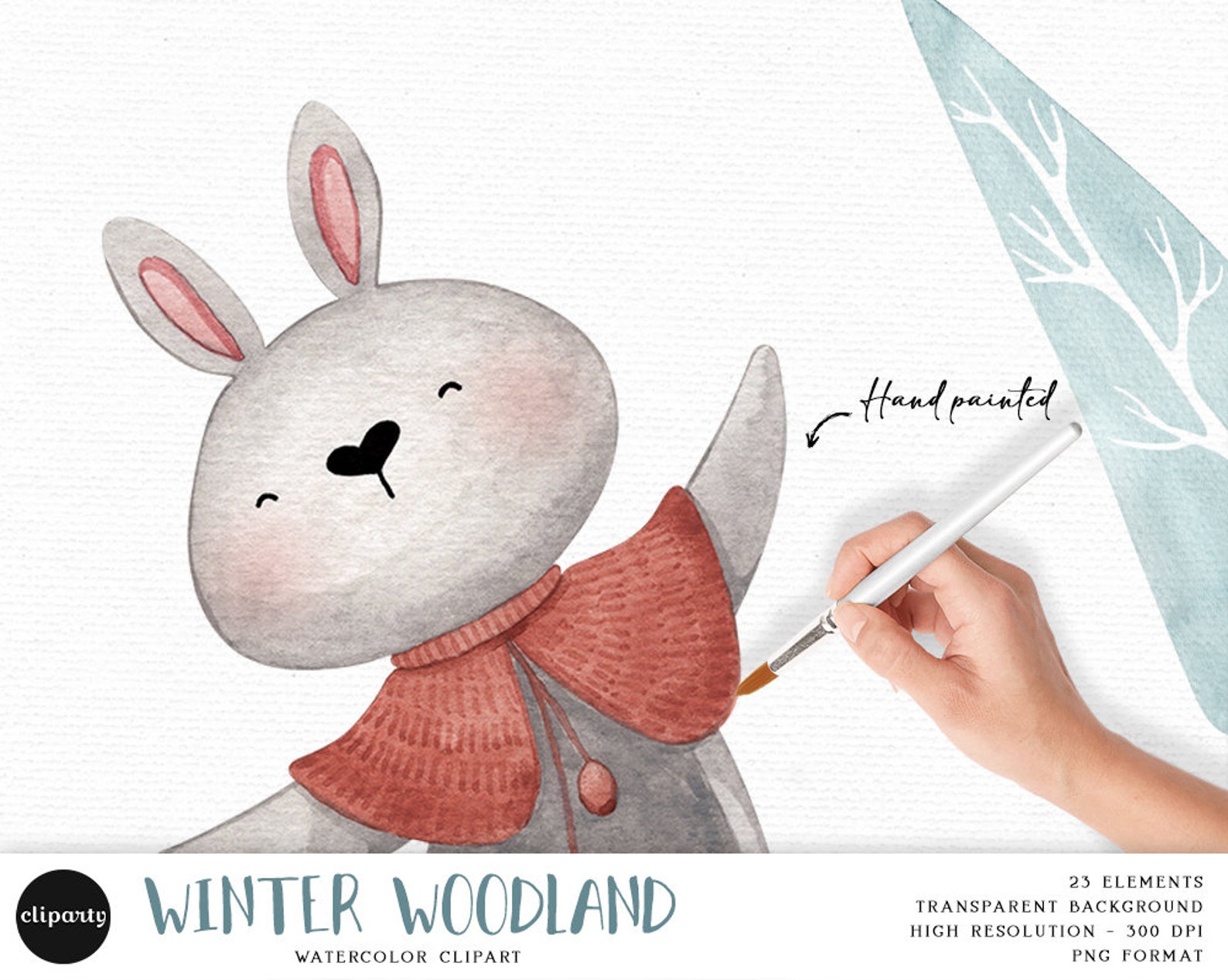 Winter Woodland Animals Clipart Christmas Woodland Nursery - Etsy