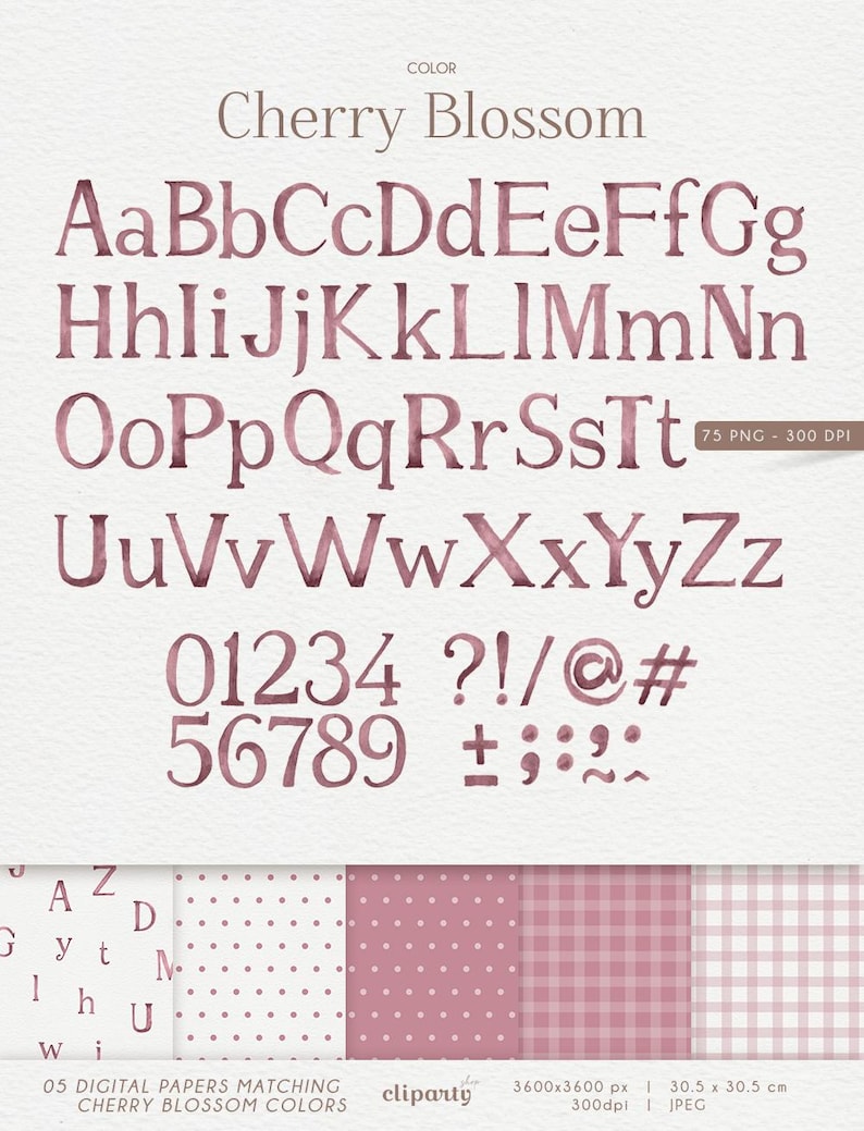 Watercolor Cherry Alphabet Clipart, Red and Pink Color Letters, Cute ...