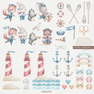 Baby Sailor Clipart, Nautical Nursery Clip Art, Navy First Birthday ...