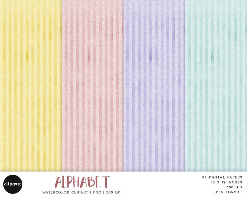 Watercolor Alphabet Clipart, Letter Clipart, Cute Watercolor Alphabet ...