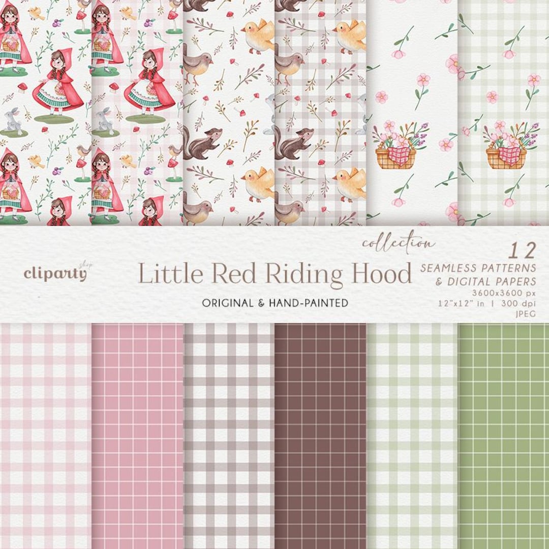 Little Red Riding Hood Pattern, Cute Fairy Tale Scrapbook Papers ...