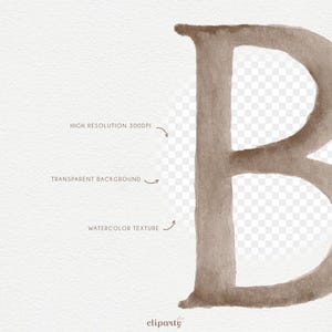 Watercolor Beige Alphabet Clipart, Coffee Pastel Colors Letters, Cute ...