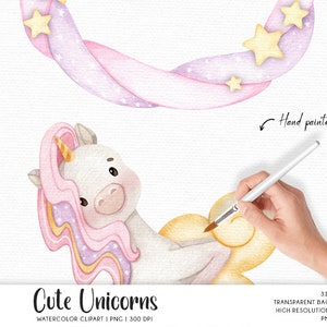 Rainbow Unicorn Clipart Watercolor Unicorn Png Graphics - Etsy