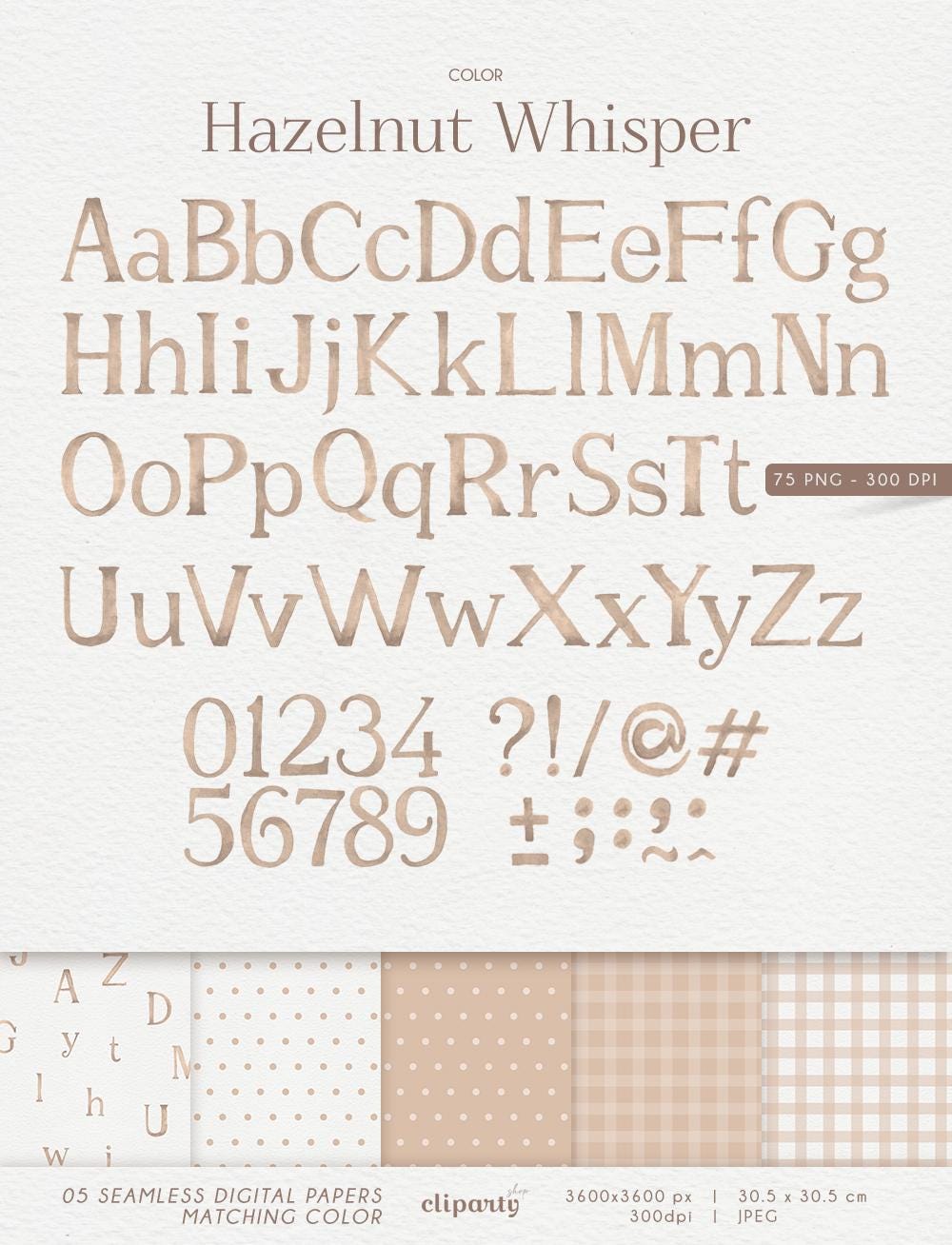 Watercolor Beige Alphabet Clipart, Coffee Pastel Colors Letters, Cute ...