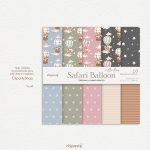 Safari Animals Pattern, Cute Safari Scrapbook Papers, Watercolor ...