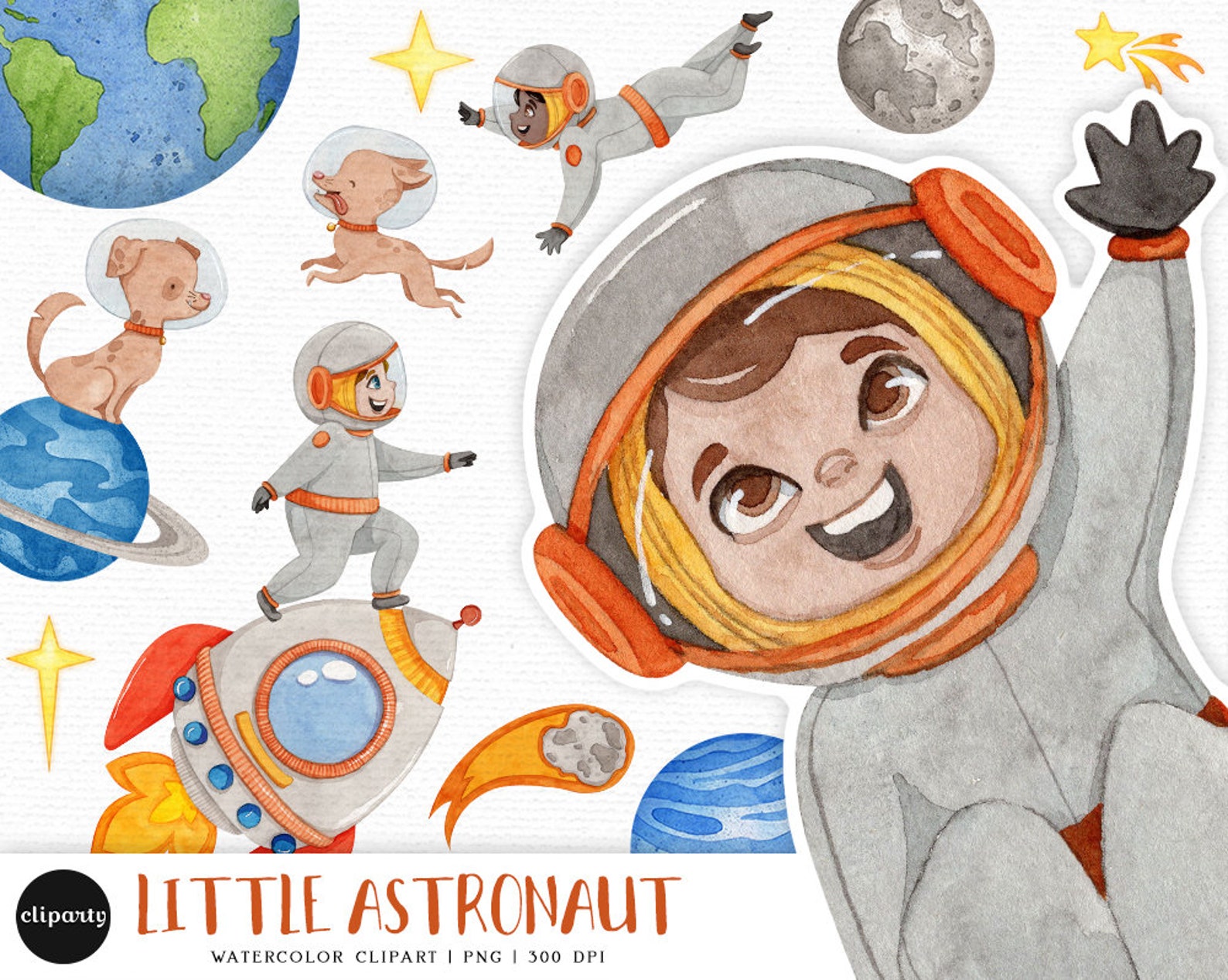 Space Clipart Cute Astronaut Clipart Outer Space Clipart - Etsy