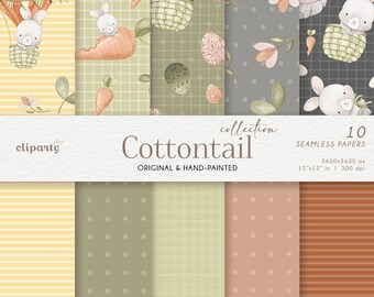 Easter Bunny Scrapbook Papers, Watercolor Seamless Patterns, Easter ...