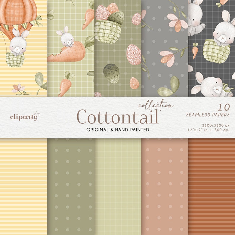Easter Bunny Scrapbook Papers, Watercolor Seamless Patterns, Easter ...