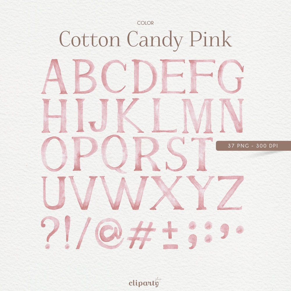 Watercolor Alphabet Clipart Candy Pastel Colors Letters Cute - Etsy