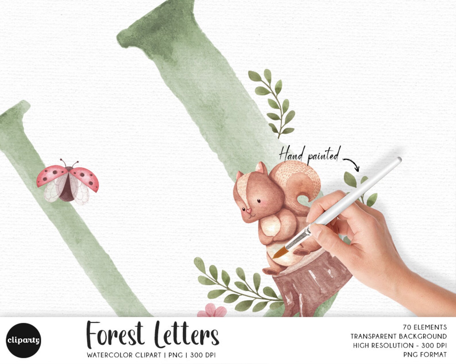 Woodland Alphabet Watercolor Clipart Animal Letter Clipart - Etsy UK