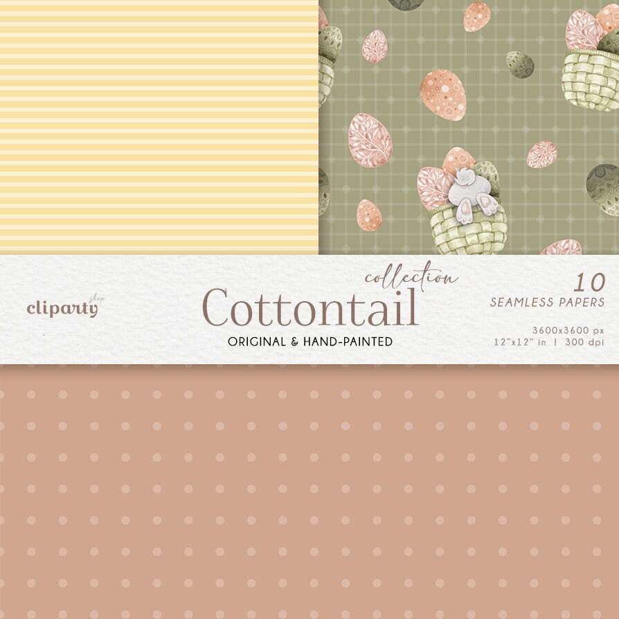 Easter Bunny Scrapbook Papers, Watercolor Seamless Patterns, Easter ...