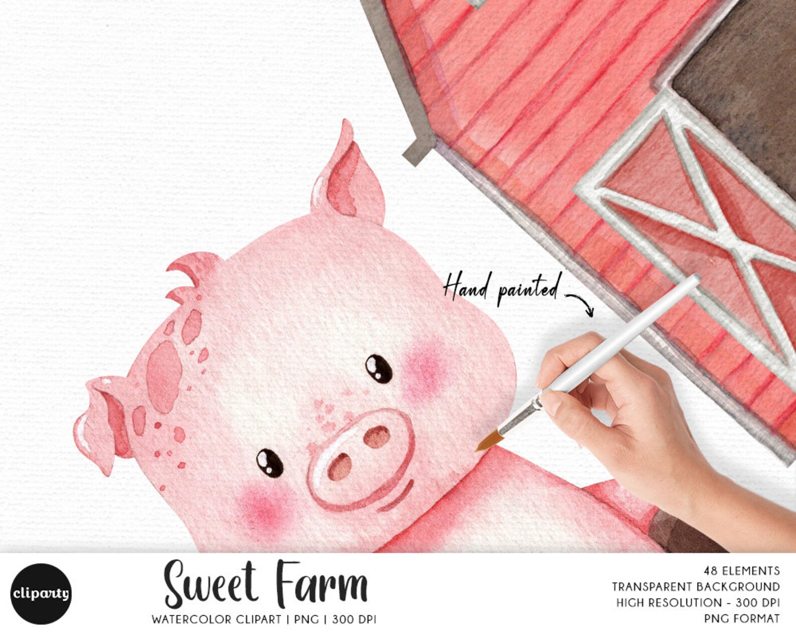 Baby Farm Animals Watercolor Clipart for Commercial Use Farm - Etsy