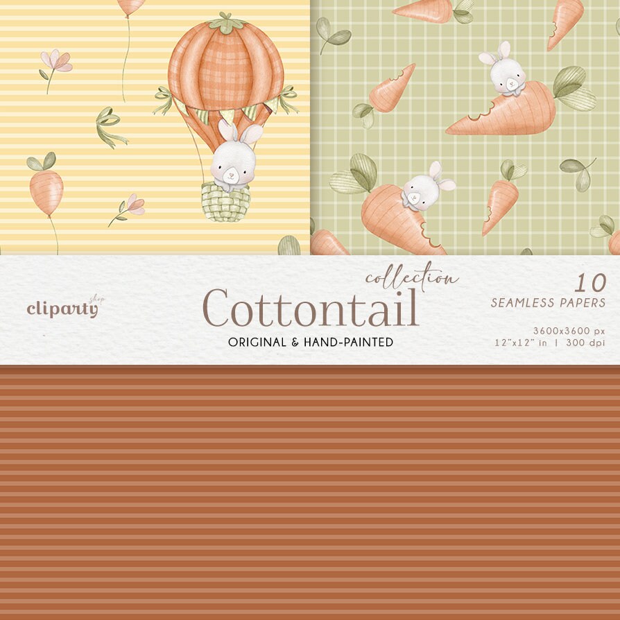 Easter Bunny Scrapbook Papers, Watercolor Seamless Patterns, Easter ...