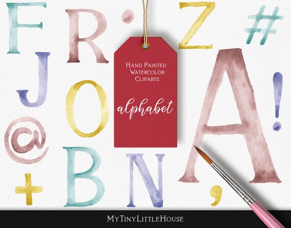 Watercolor Alphabet Clipart Letter Clipart Cute Alphabet | Etsy UK