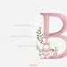 Woodland Pink Alphabet Watercolor Clipart, Animal Letter Clipart, Cute ...