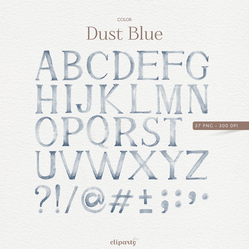 Watercolor Alphabet Clipart, Sage Green and Dust Blue Designs for Baby ...