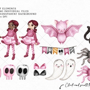 Pink Halloween Watercolor Clipart Halloween Graphics for - Etsy
