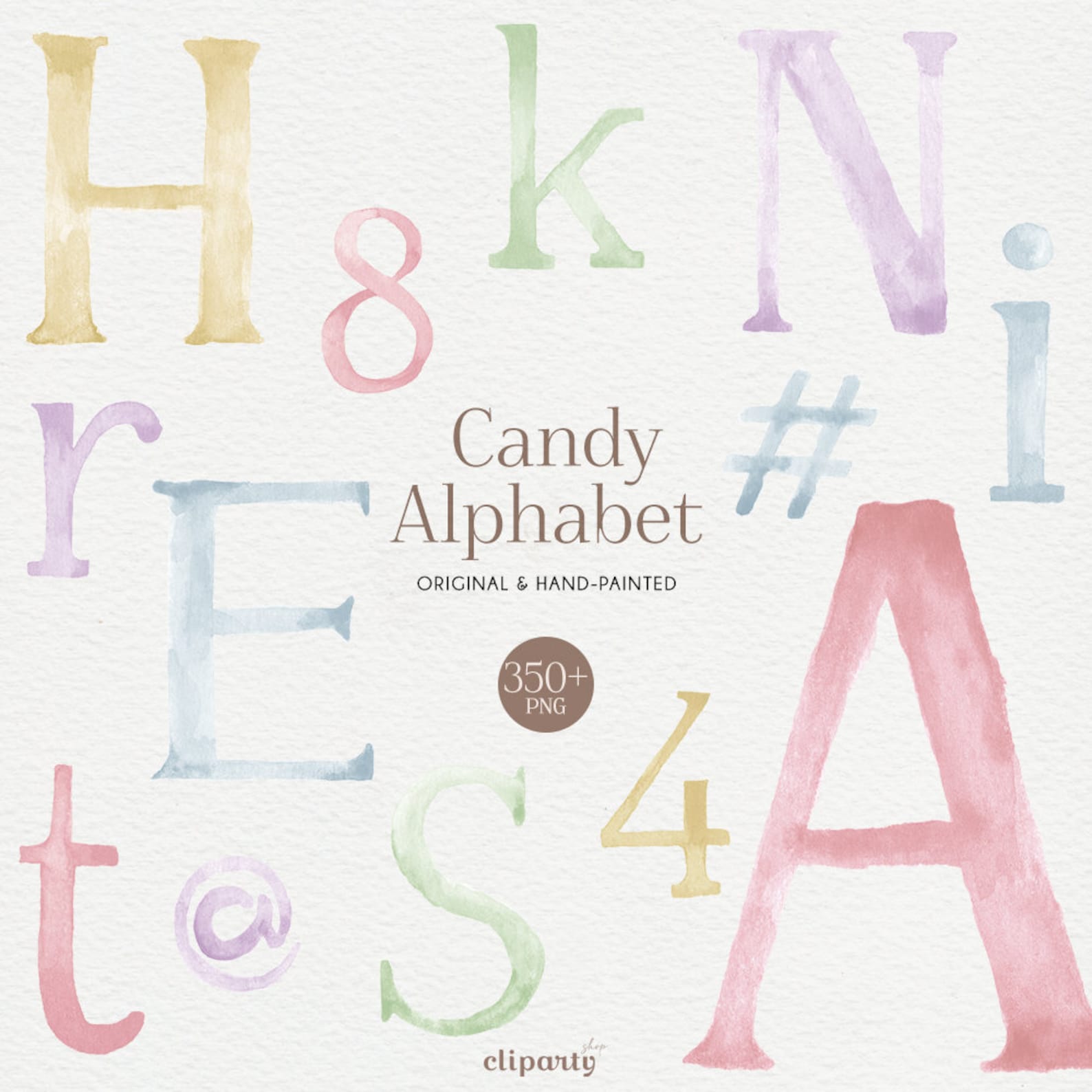 Watercolor Alphabet Clipart, Candy Pastel Colors Letters, Cute ...
