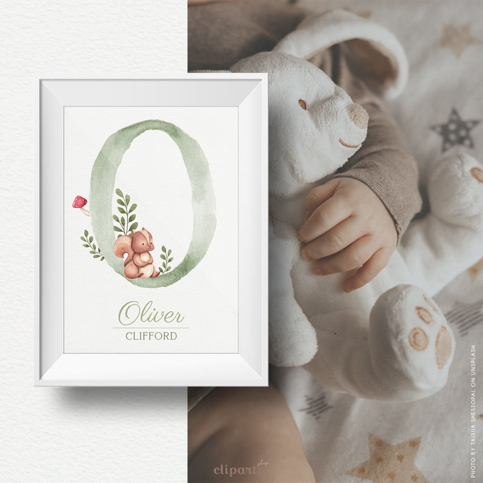 Woodland Alphabet Watercolor Clipart, Animal Letter Clipart, Cute ...