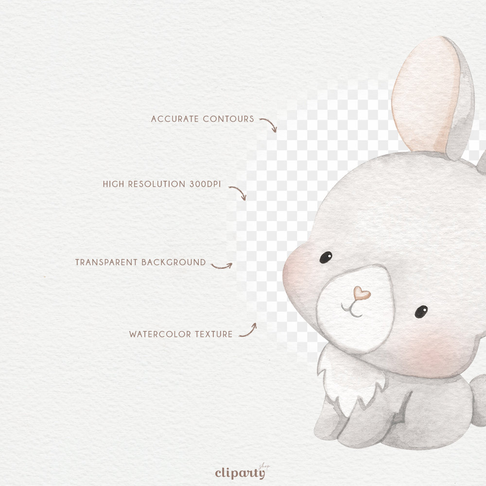 Watercolor Easter Clipart Pastel Colors Spring Bunny Clipart Set for ...