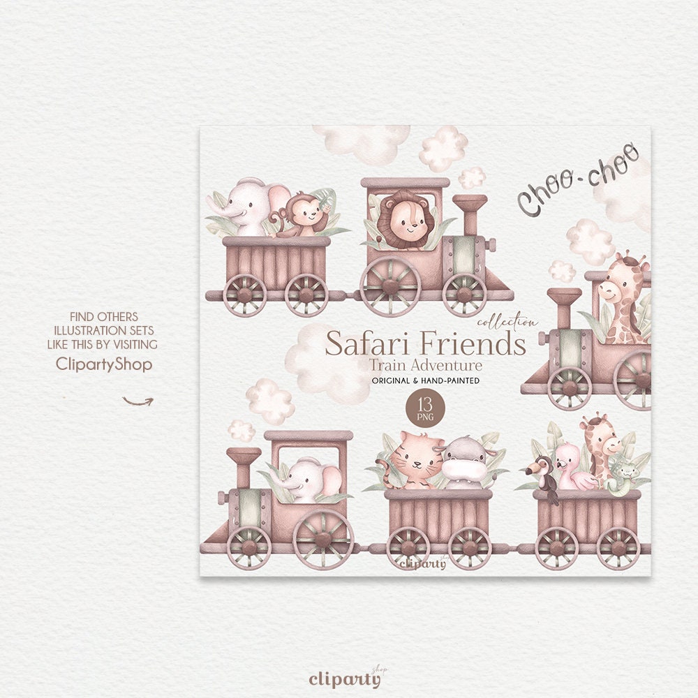 Watercolor Safari Animals Clipart Baby Jungle Animals PNG - Etsy