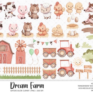 Baby Farm Animals Watercolor Clipart for Commercial Use Farm - Etsy